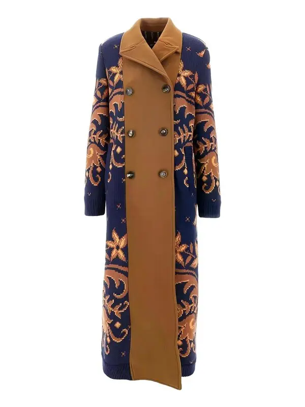Etro Floral-pattern Double-breasted Coat - Brown