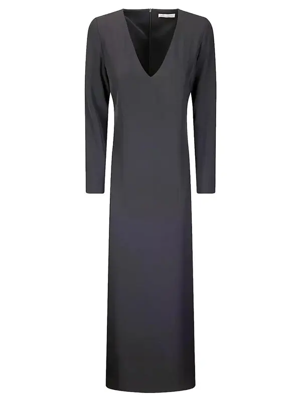STEFANO MORTARI V-neck Long-sleeve Maxi Dress - Black