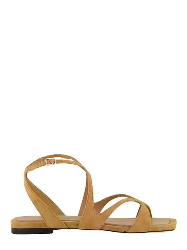 JIMMY CHOO Ayla Strap Flat Sandals - Brown