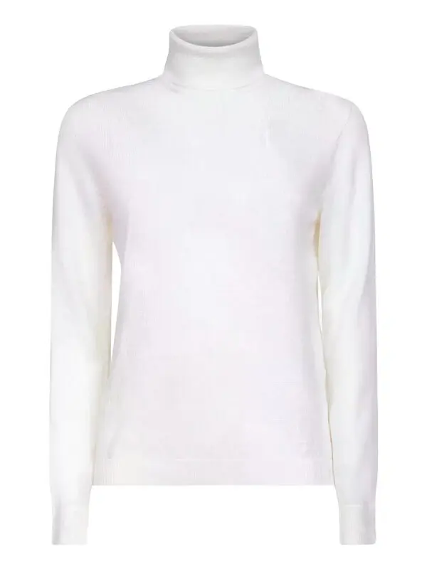 BLANCA VITA Turtleneck Ribbed-cuff Sweater - White
