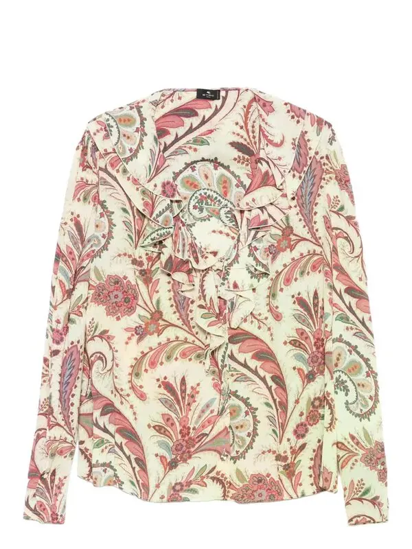 Etro Paisley-print Ruffled Blouse - Neutrals