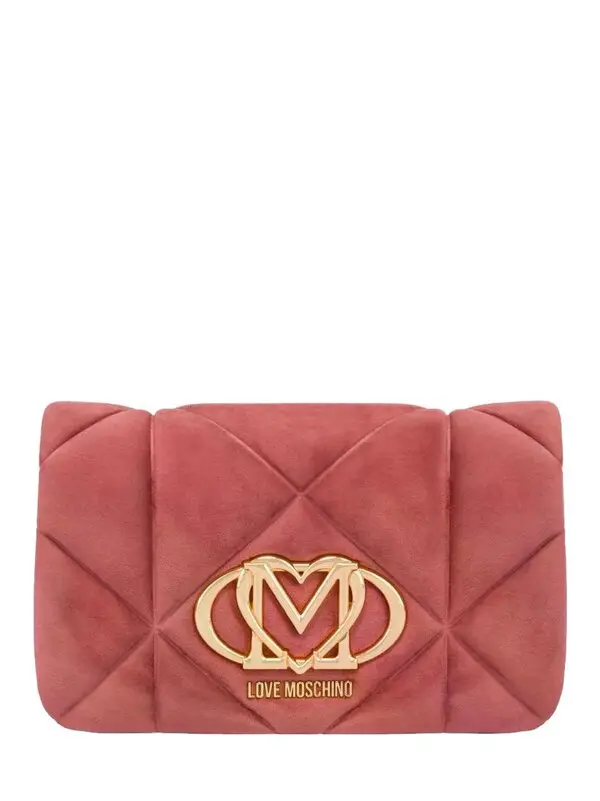 Moschino Quilted Shoulder Bag With Logo Plaque - Pink