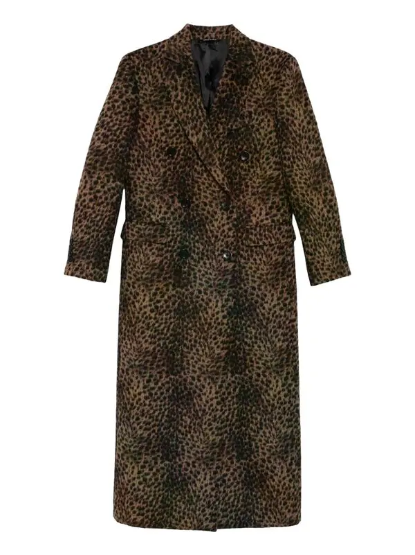 ERALDO Leopard-print Double-breasted Coat - Brown