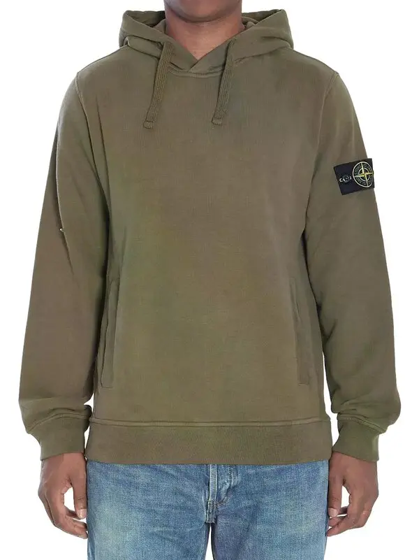 Stone Island Kangaroo-pocket Hoodie - Green
