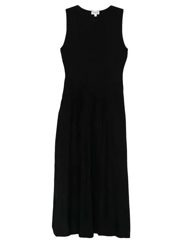 Staud Eluse Pleated Midi Dress - Black