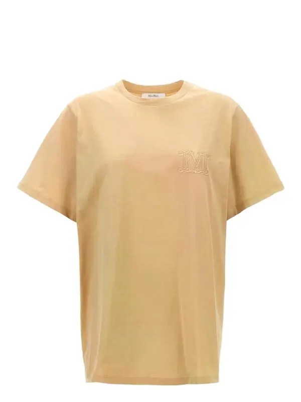 Max Mara Logo-embroidered Crew-neck T-shirt - Neutrals