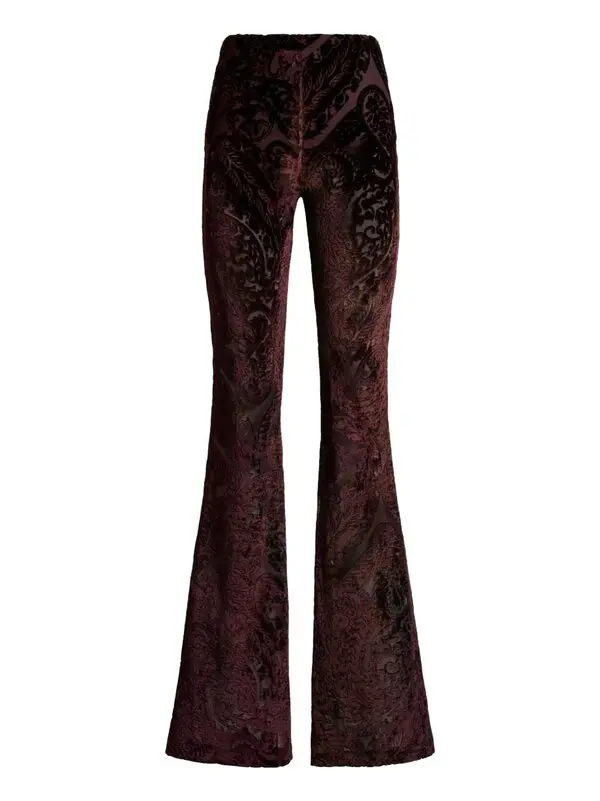 Etro Jacquard Chenille Flared Trousers - Red