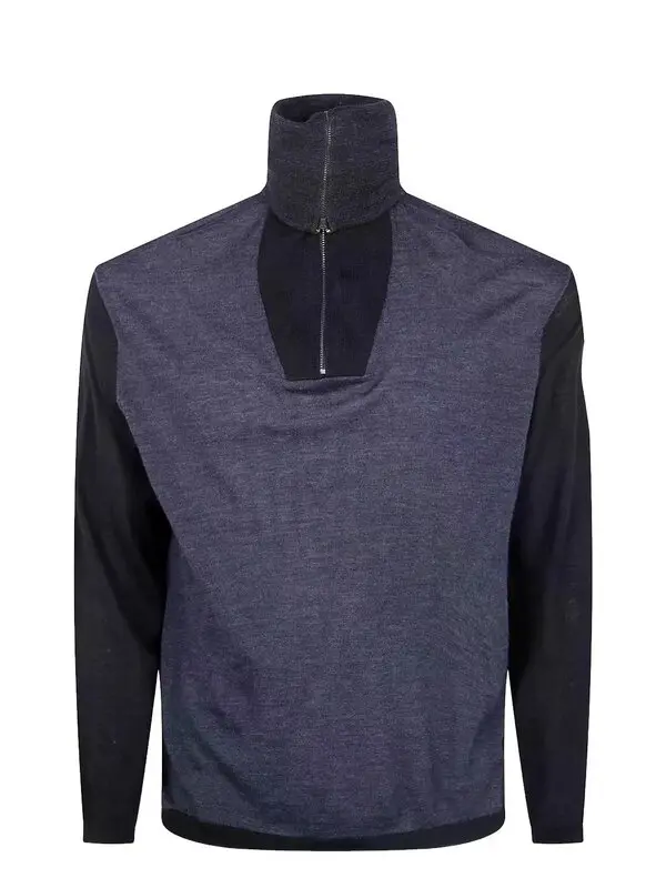 Emporio Armani Wool Half-zip Sweatshirt - Blue
