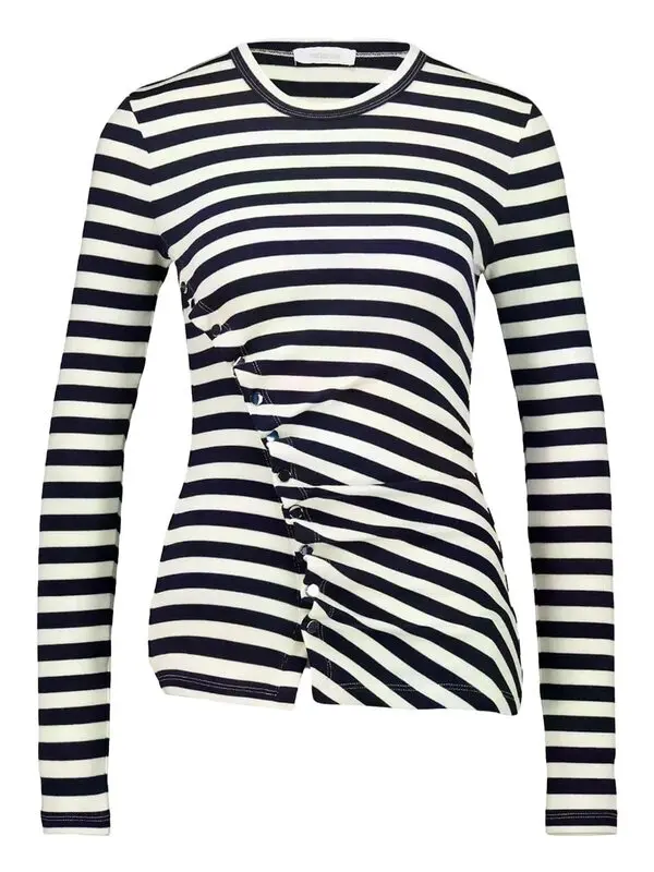 Rabanne Striped Button-detail Top - White