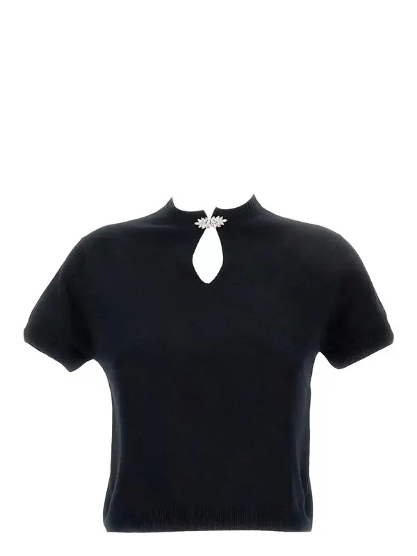 BARRIE Rhinestone-embellished Keyhole Top - Black
