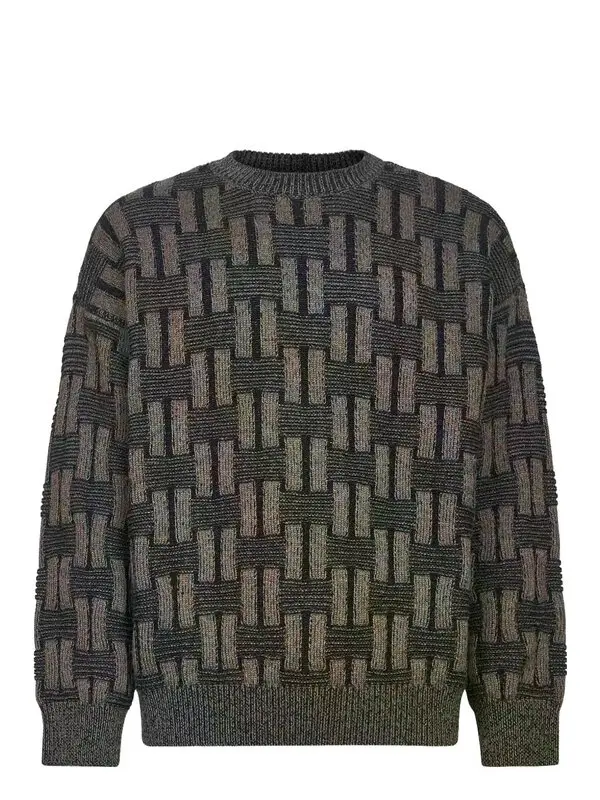Giorgio Armani Geometric-pattern Crew-neck Sweater - Grey