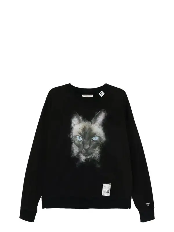 Mihara Yasuhiro Cat-print Cotton Sweatshirt - Black
