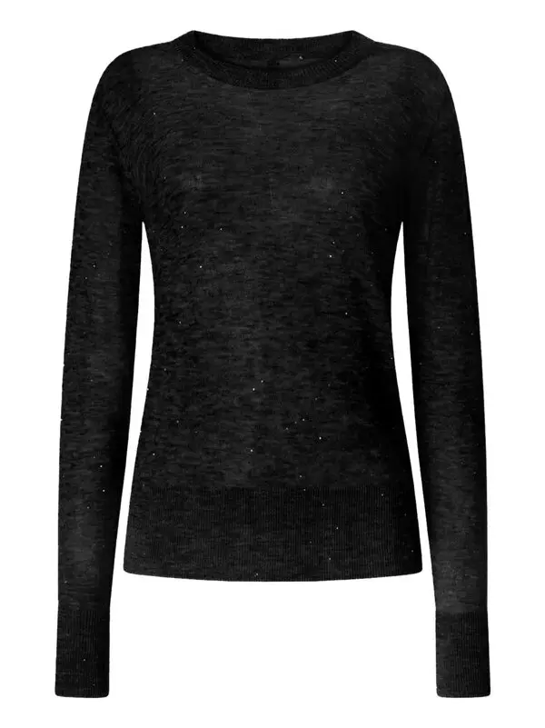 GENNY Crew-neck Long-sleeve Sweater - Black