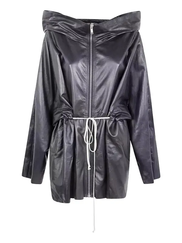 Rick Owens Dwastrings Leather Jacket - Black