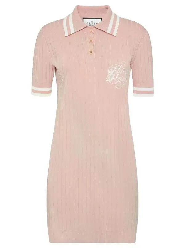 Philipp Plein Ribbed-knit Polo Dress - Pink