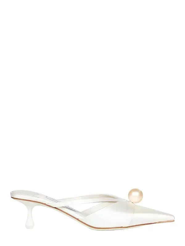 JIMMY CHOO 50mm Pearl-embellished Pointed-toe Mules - Neutrals