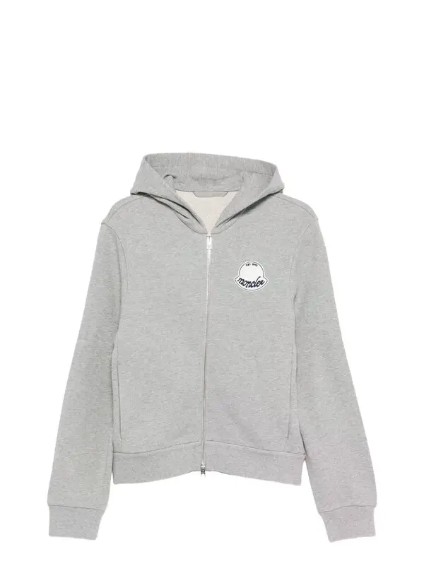 Moncler Logo Patch Zip-up Hoodie - Grey