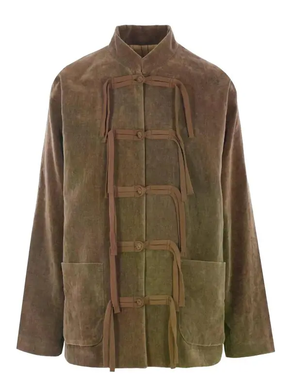 UMA WANG Toggle-fastening Velvet Jacket - Brown