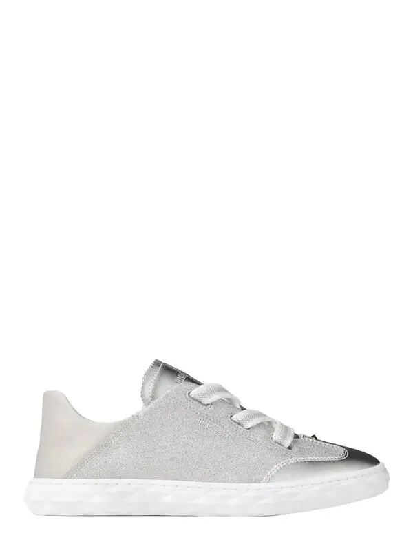 JIMMY CHOO Diamond Embroidered-logo Sneakers - Silver