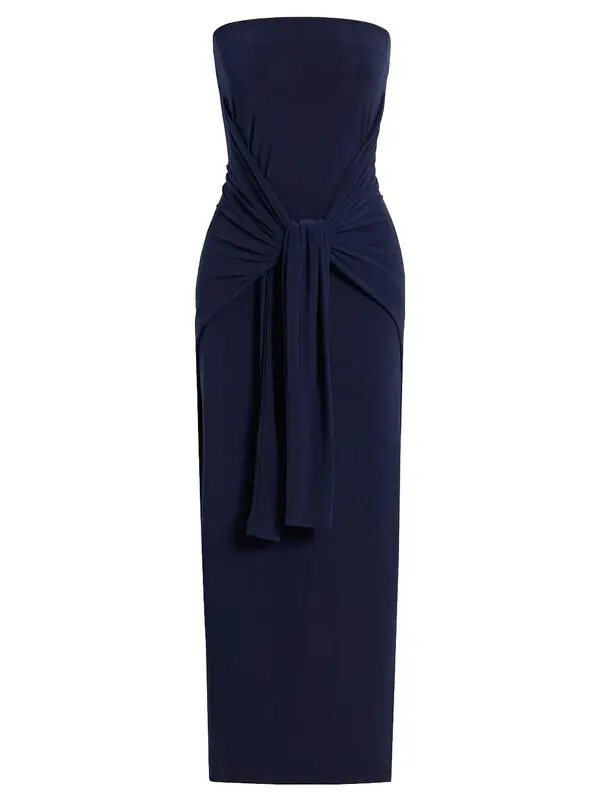 Norma Kamali Strapless Stretch-jersey Maxi Dress - Navy