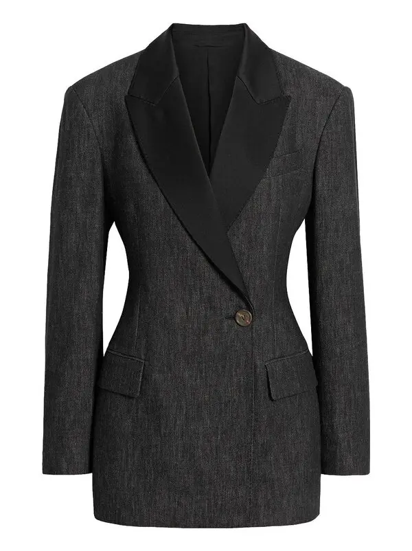 Brunello Cucinelli Satintrimmed Double-breasted Denim Blazer - Black