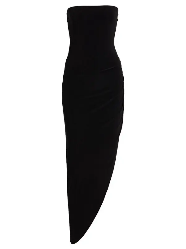 Norma Kamali Strapless Asymmetric Dress - Black