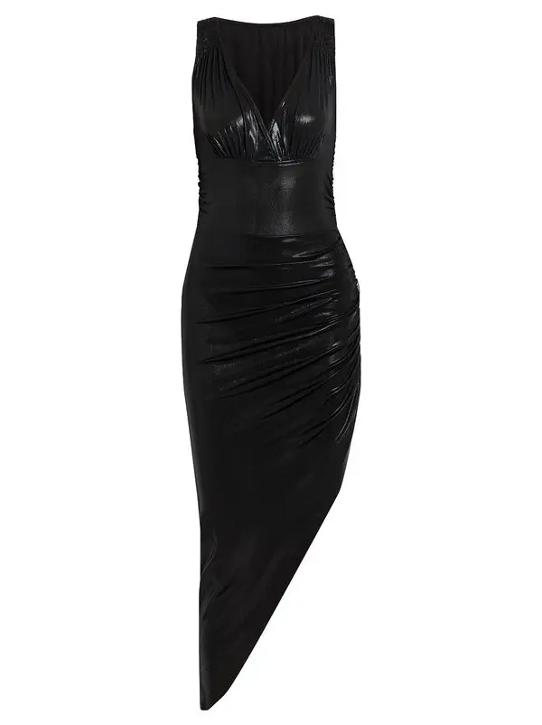 Norma Kamali Tara Asymmetric Lamé Dress - Black