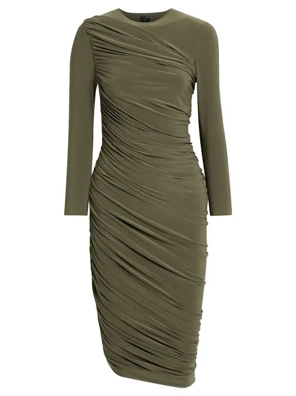 Norma Kamali Ruched Stretch-jersey Dress - Army Green