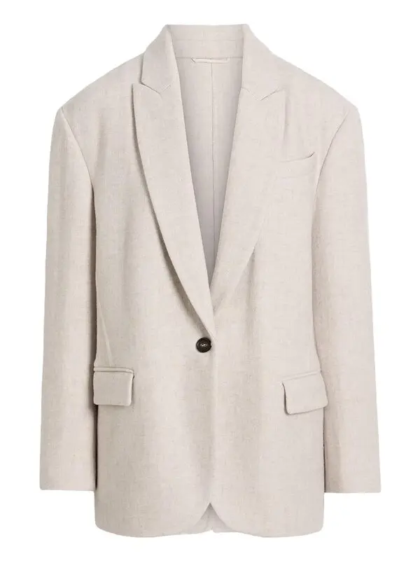 Brunello Cucinelli Cashmere And Cotton-blend Blazer - Ecru
