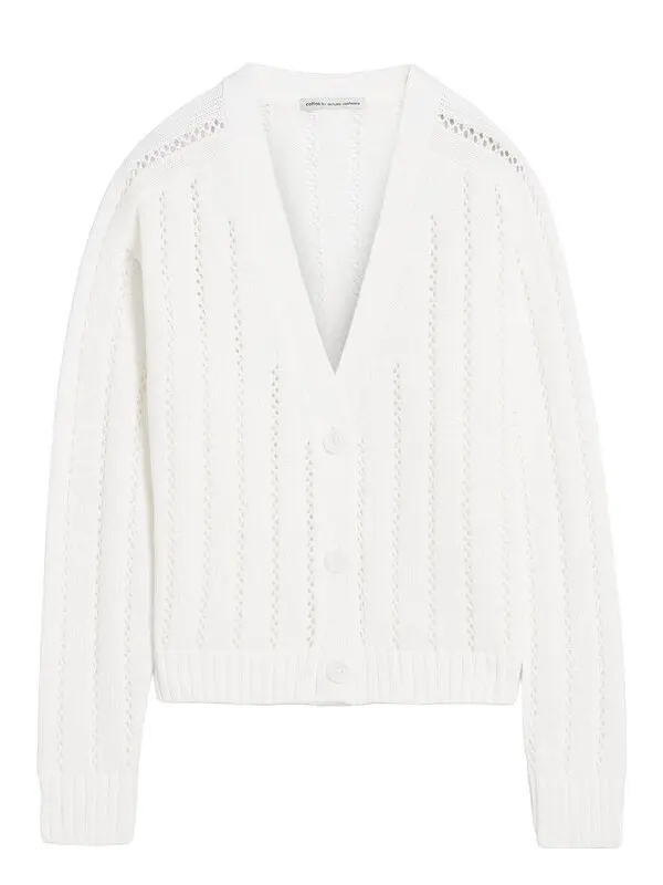 Autumn Cashmere Pointelle-knit Cotton Cardigan - White
