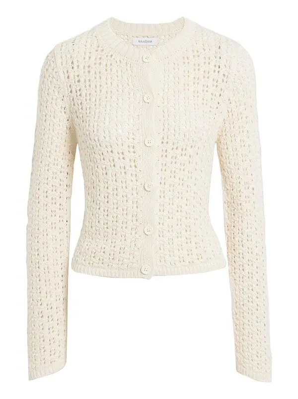 Naadam Crocheted Pima Cotton Cardigan - Ivory