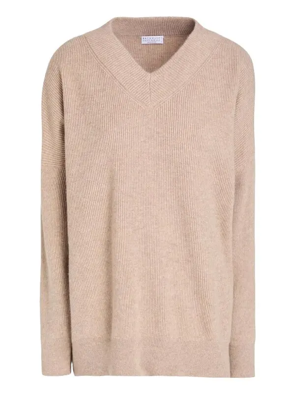 Brunello Cucinelli Bead-embellished Cashmere Sweater - Neutral