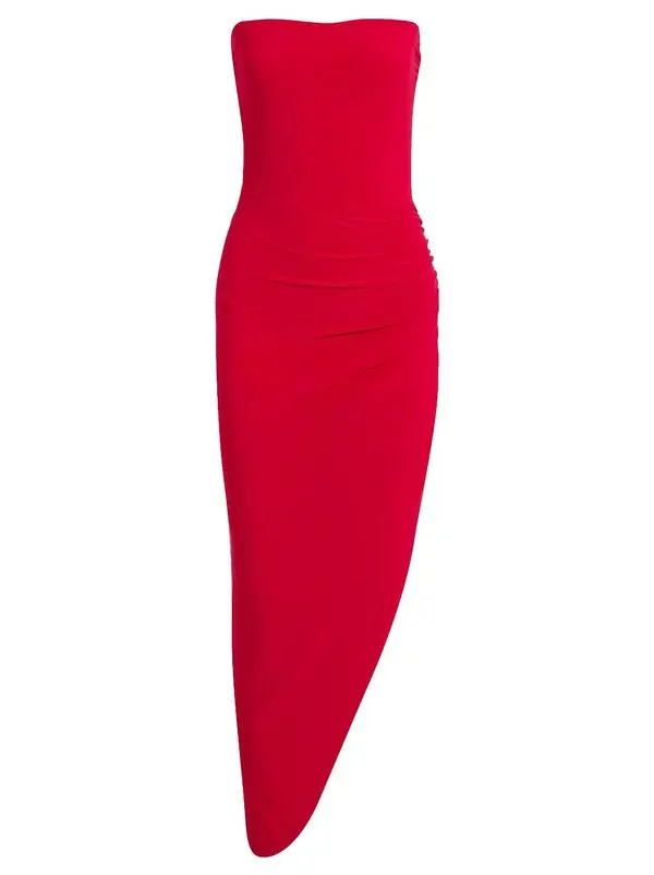 Norma Kamali Strapless Asymmetric Dress - Red