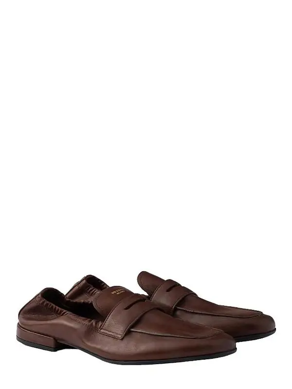 Prada Shuffle Antiqued Leather Loafers - Brown