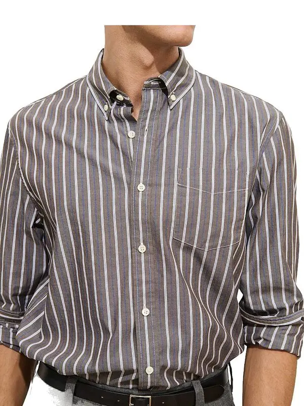 ALEX MILL Button Down Shirt - Chocolate Multi Stripe