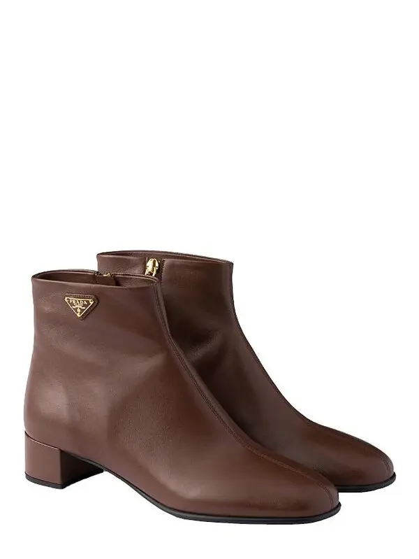 Prada Nappa Leather Booties - Brown