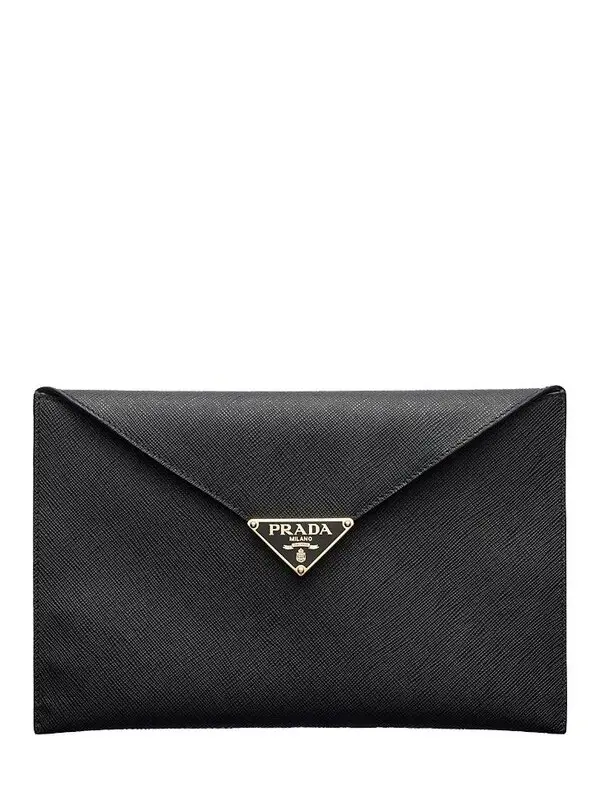 Prada Saffiano Leather Envelope Clutch - Black