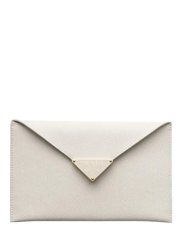 Prada Saffiano Leather Envelope Clutch - Neutral