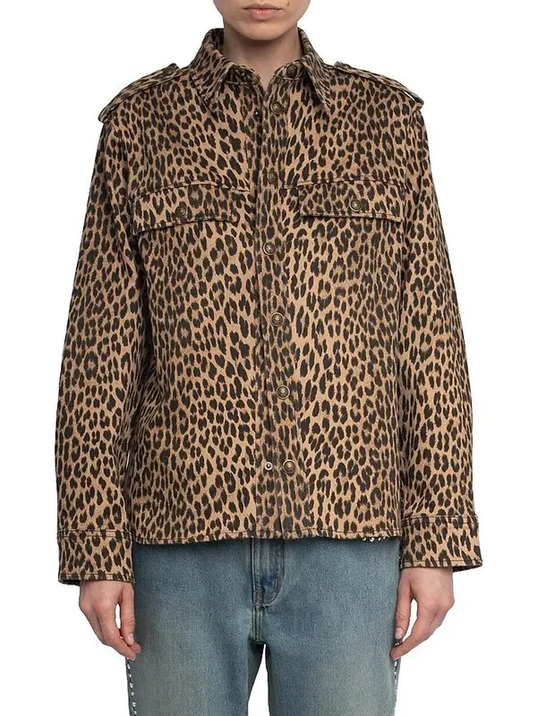 Zadig&Voltaire Taskam Leopard Denim Jacket - Daim