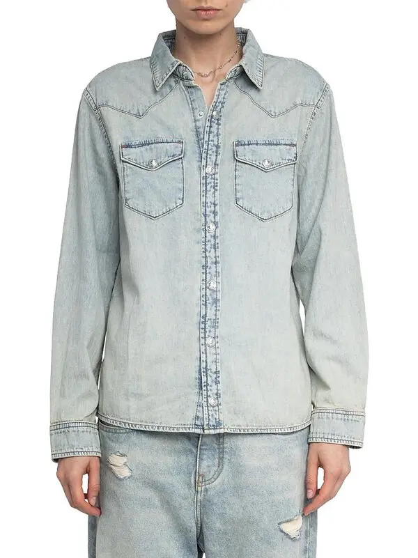 Zadig&Voltaire Studded Denim Jacket - Light Blue