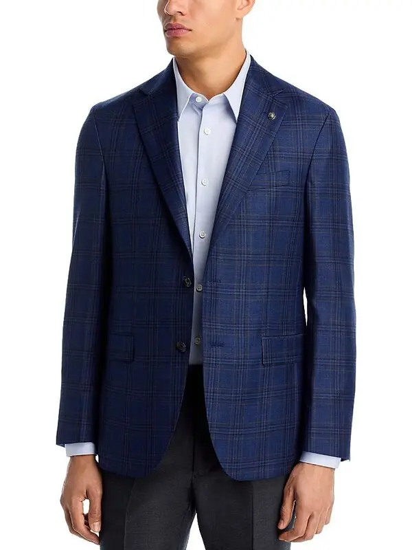 JACK VICTOR Midland Plaid Regular Fit Sport Coat - Mid Blue