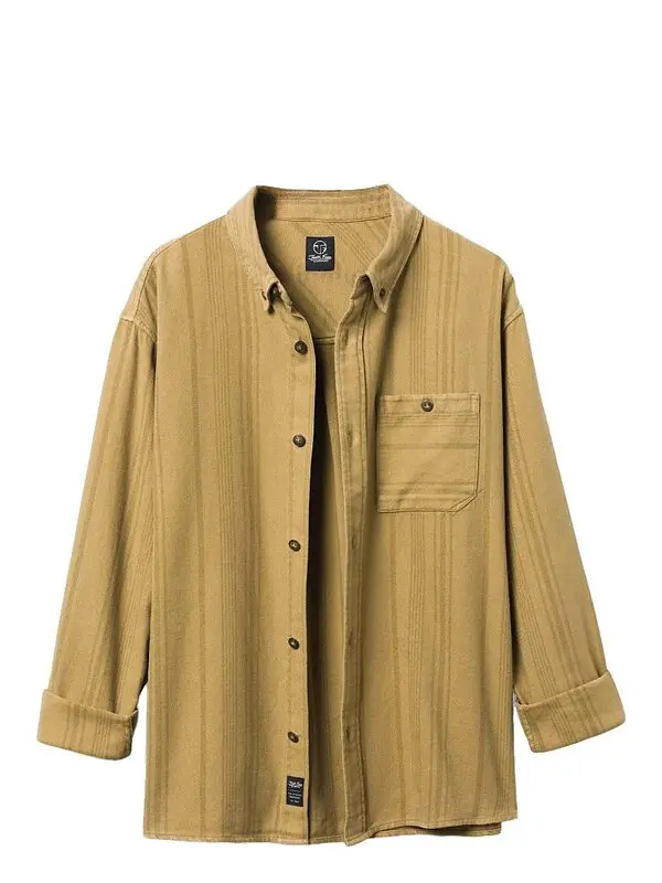 Junk Food Clothing Stripe Flannel Shirt - Butternut
