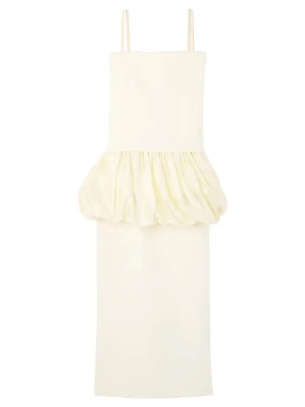 Carven Layered Grain De Poudre Wool And Gathered Satin Gown - Cream