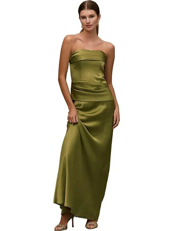 MARE MARE Strapless Ruched Corset Dress - Guacamole