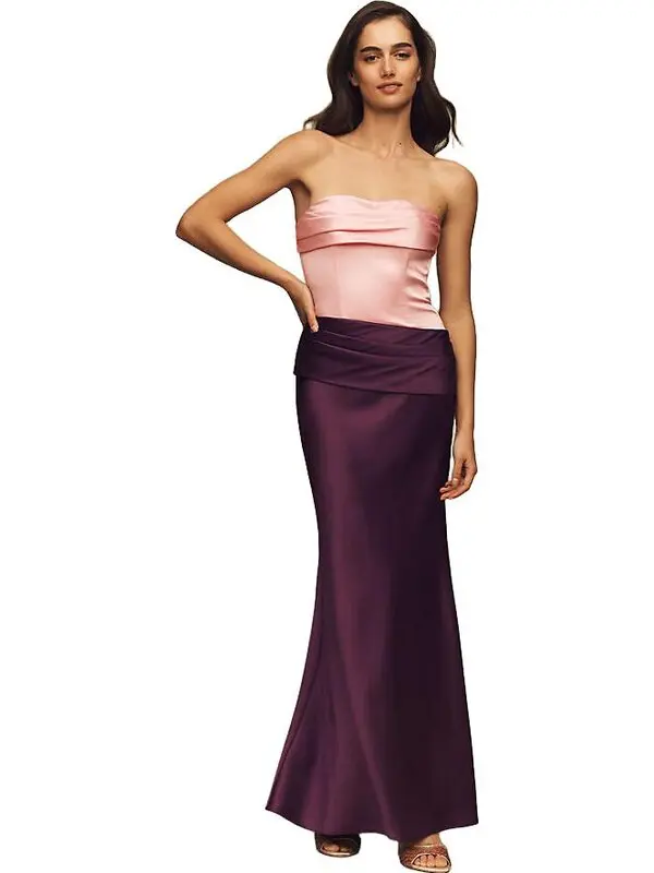 MARE MARE Strapless Ruched Corset Dress - Pink Pattern