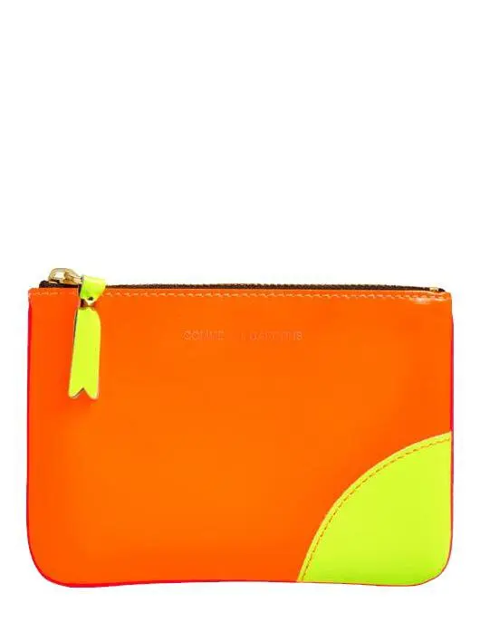 Comme Des Garçons Super Fluo Leather Zip Pouch - Light Orange/pink