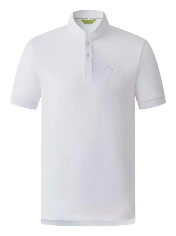 Shanghai Tang Horse-embroidered Mandarin-collar Polo Shirt - White