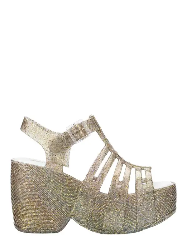Melissa 100mm Glitter Platform Sandals - Gold