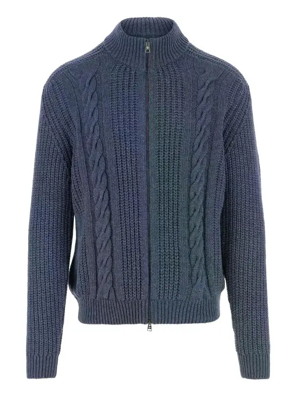 Tagliatore Cable-knit Zip-up Cardigan - Blue