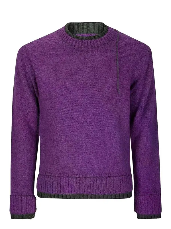 Sacai Double-ribbed Wool Knit Sweater - Purple
